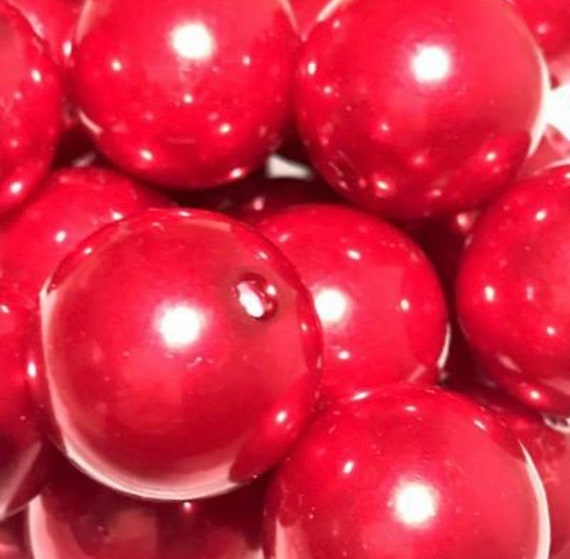 20mm red pearl chunky bubblegum beads large beads for baby | Etsy