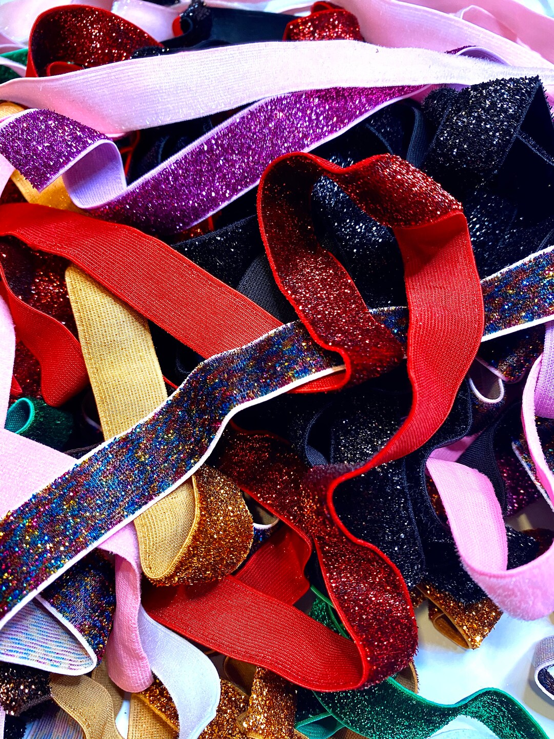 GRAB Bag GLITTER 5/8" Elastic, 3-10 Yards, FOE by the Yarddiy Headbands ...