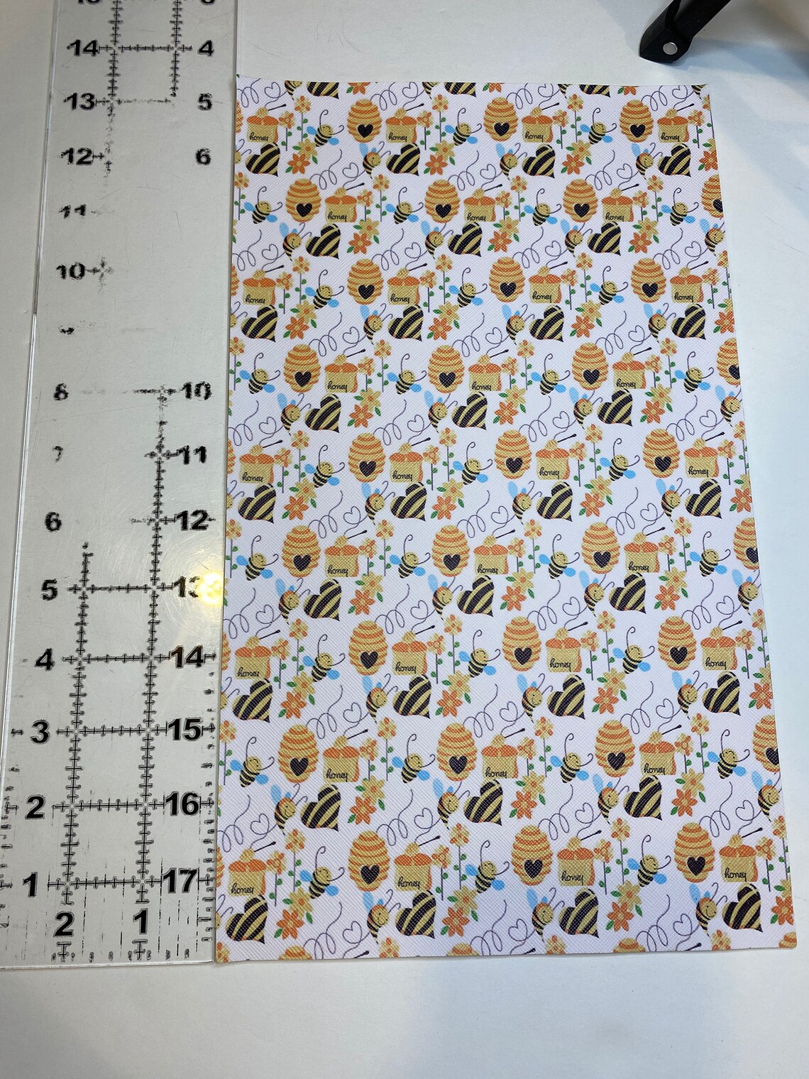 Honey Bee Printed Faux Leather Sheets Pattern Vinyl Fabric - Etsy