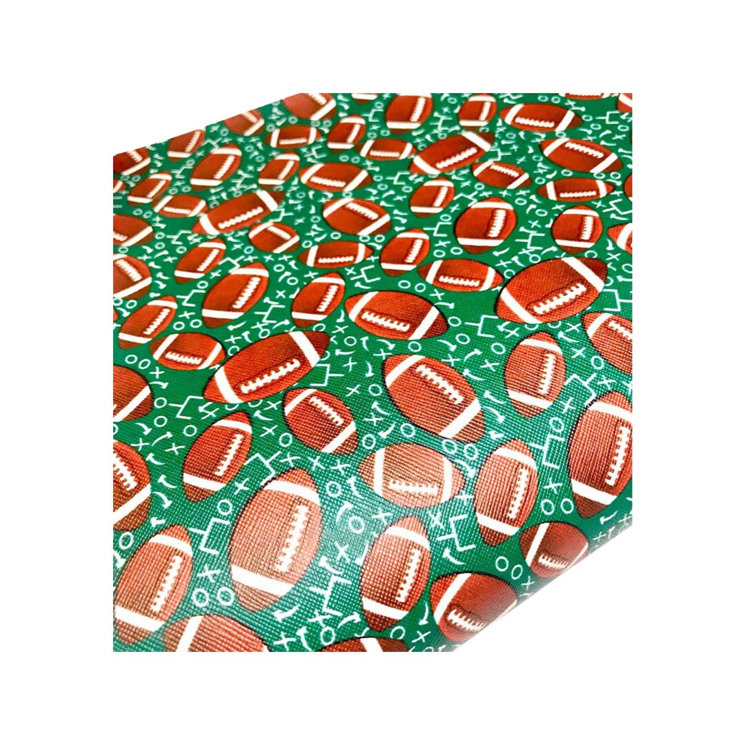 Football Field Print Faux Leather Sheet, Sports Pattern Vinyl Fabric ...