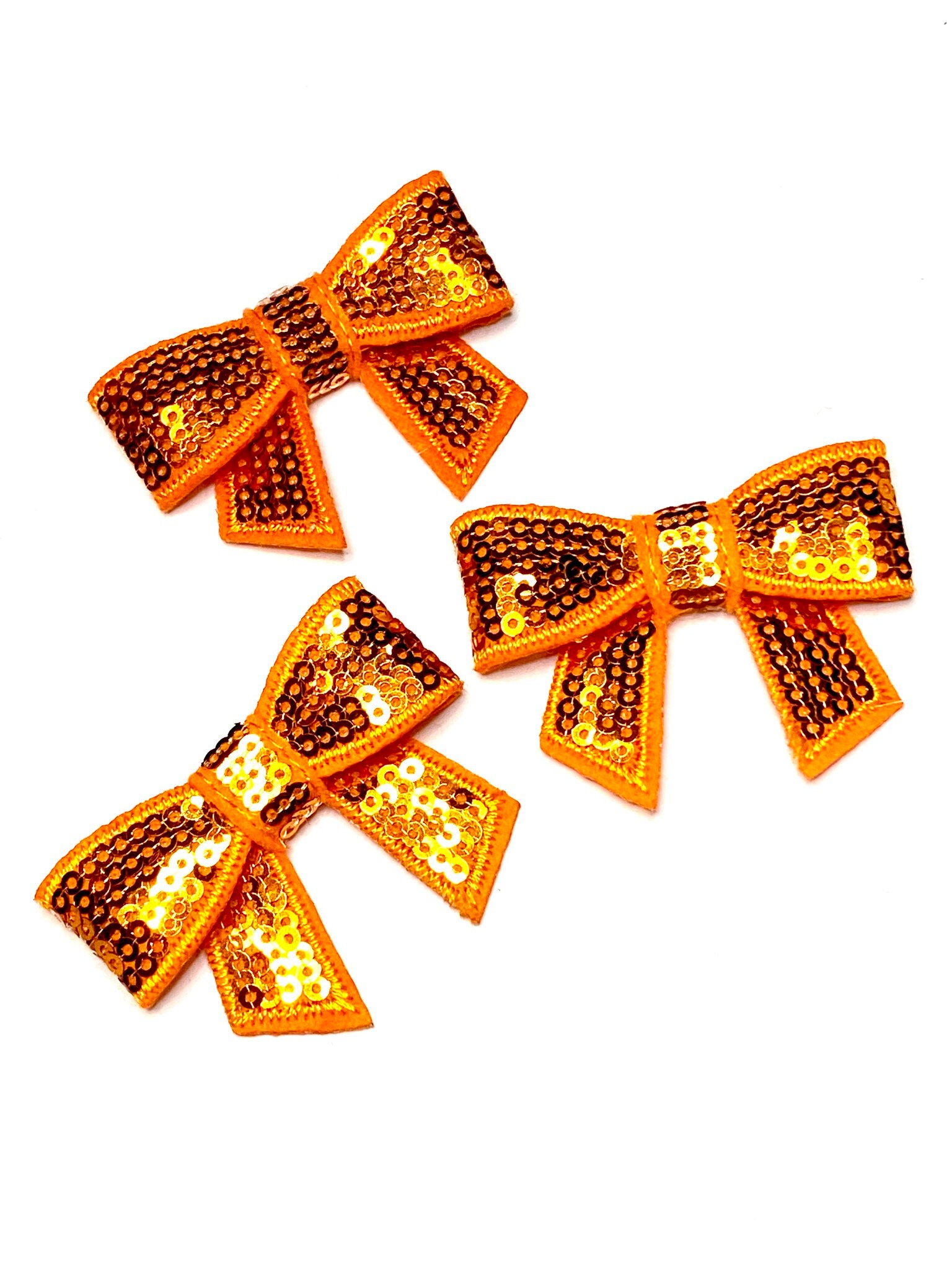 Orange 2 sequin bow sequined applique DIY baby headband and | Etsy