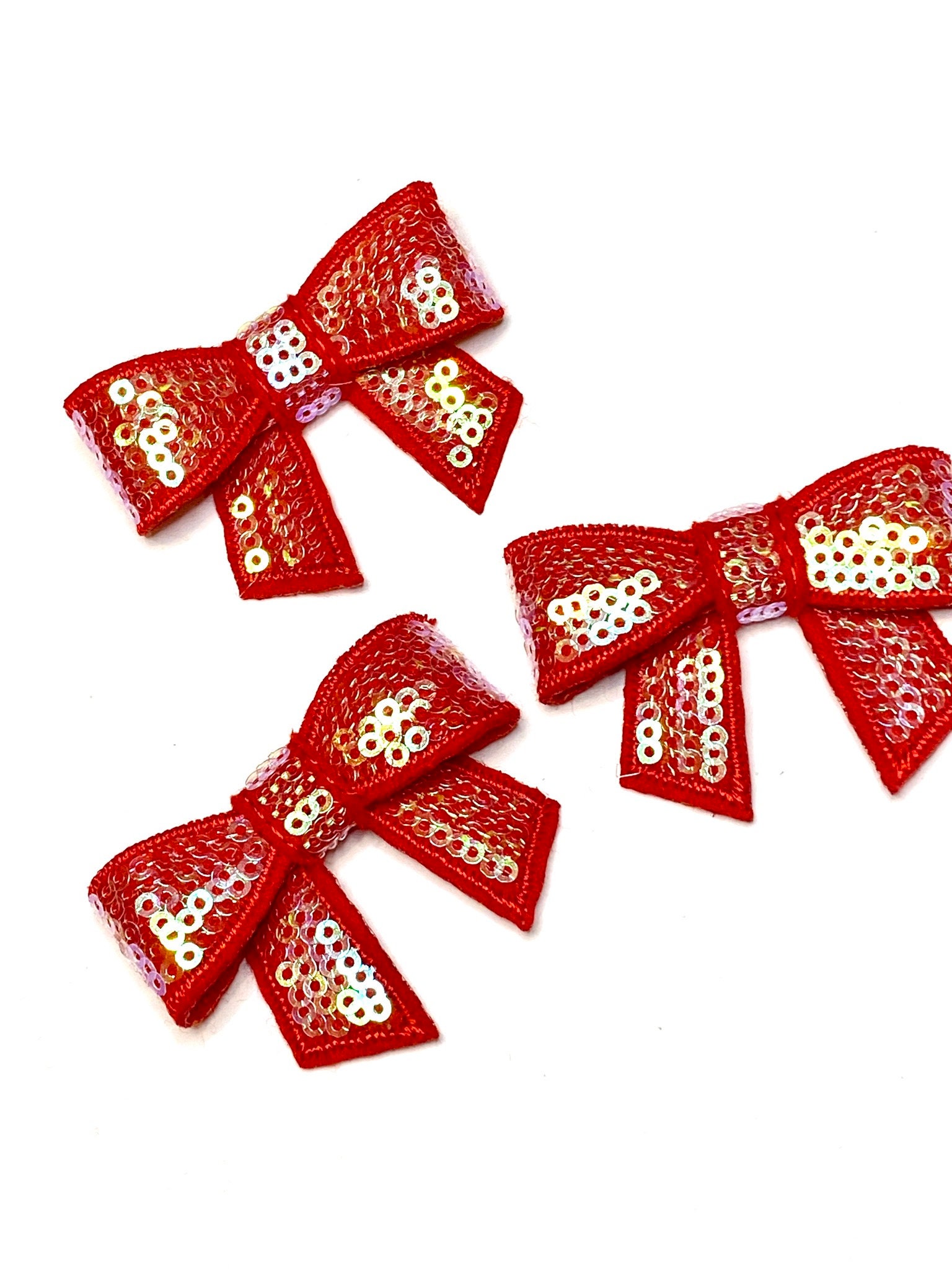 Iridescent AB red 2 sequin bow sequined applique DIY baby | Etsy