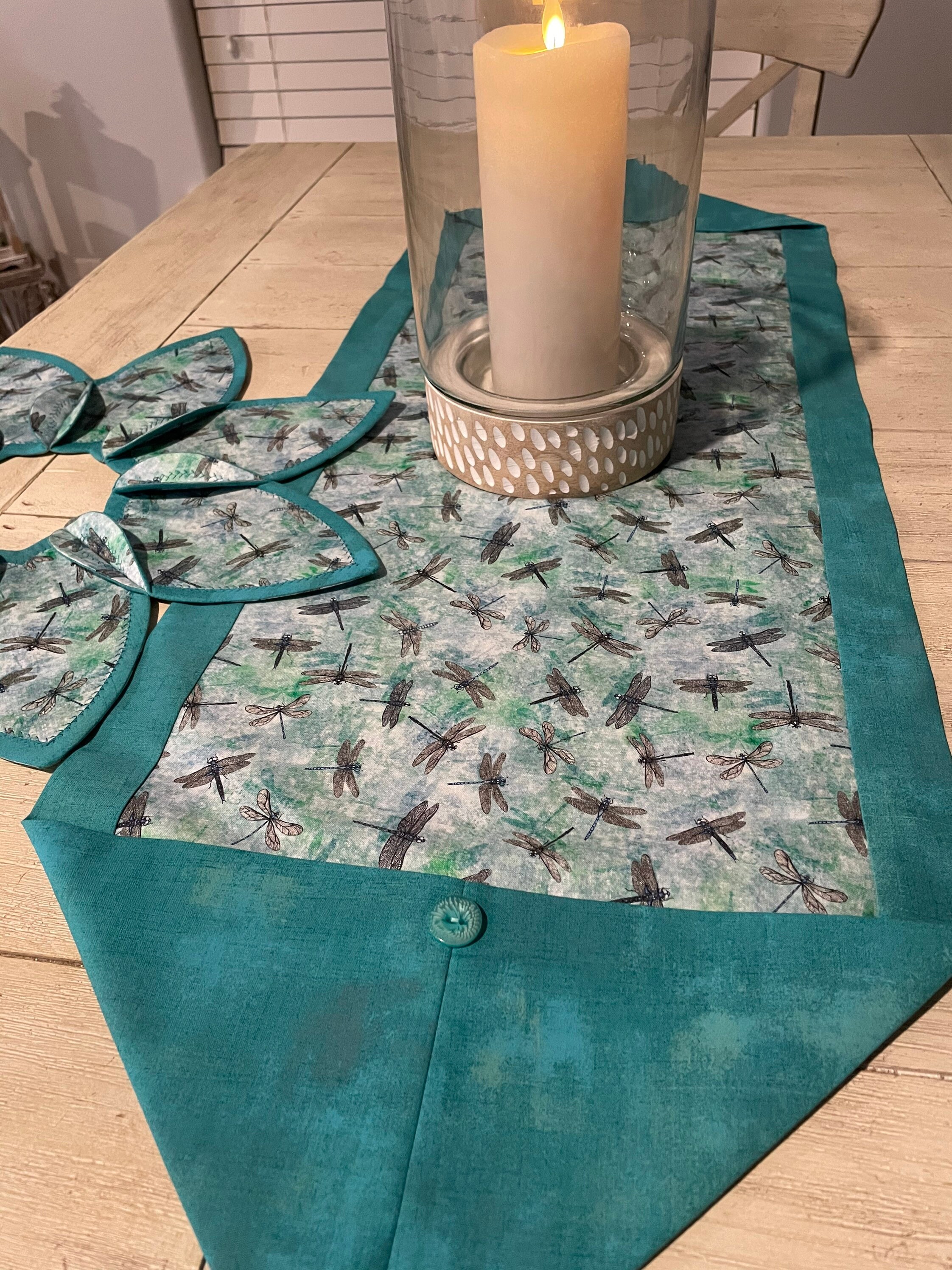 Aqua Dragonfly Table Runner & Centerpiece - Etsy