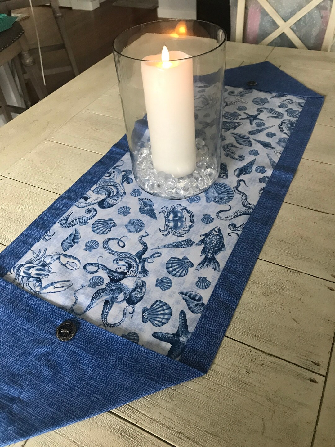 Royal Blue Seashells Table Runner & Centerpiece - Etsy