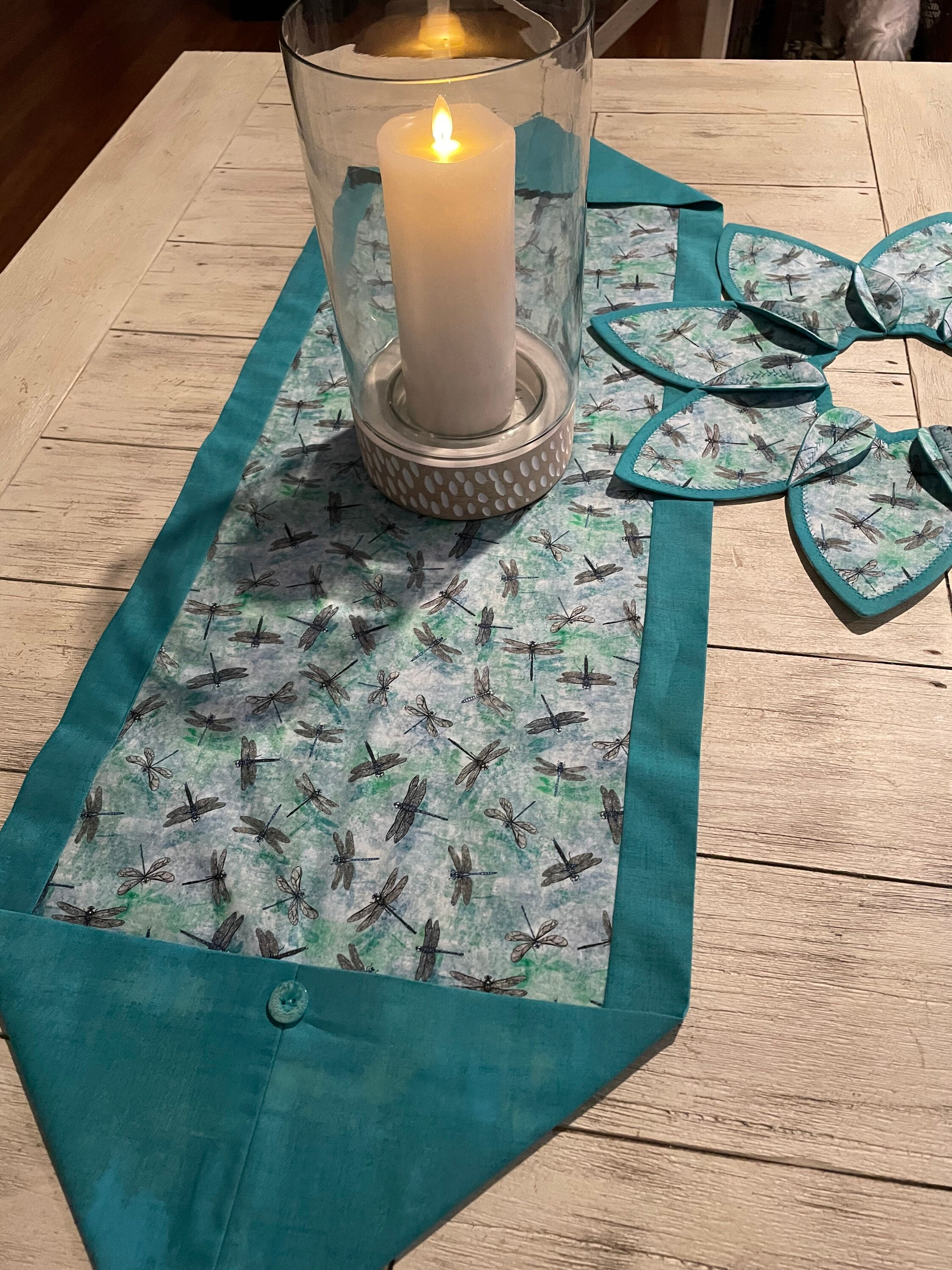Aqua Dragonfly Table Runner & Centerpiece - Etsy