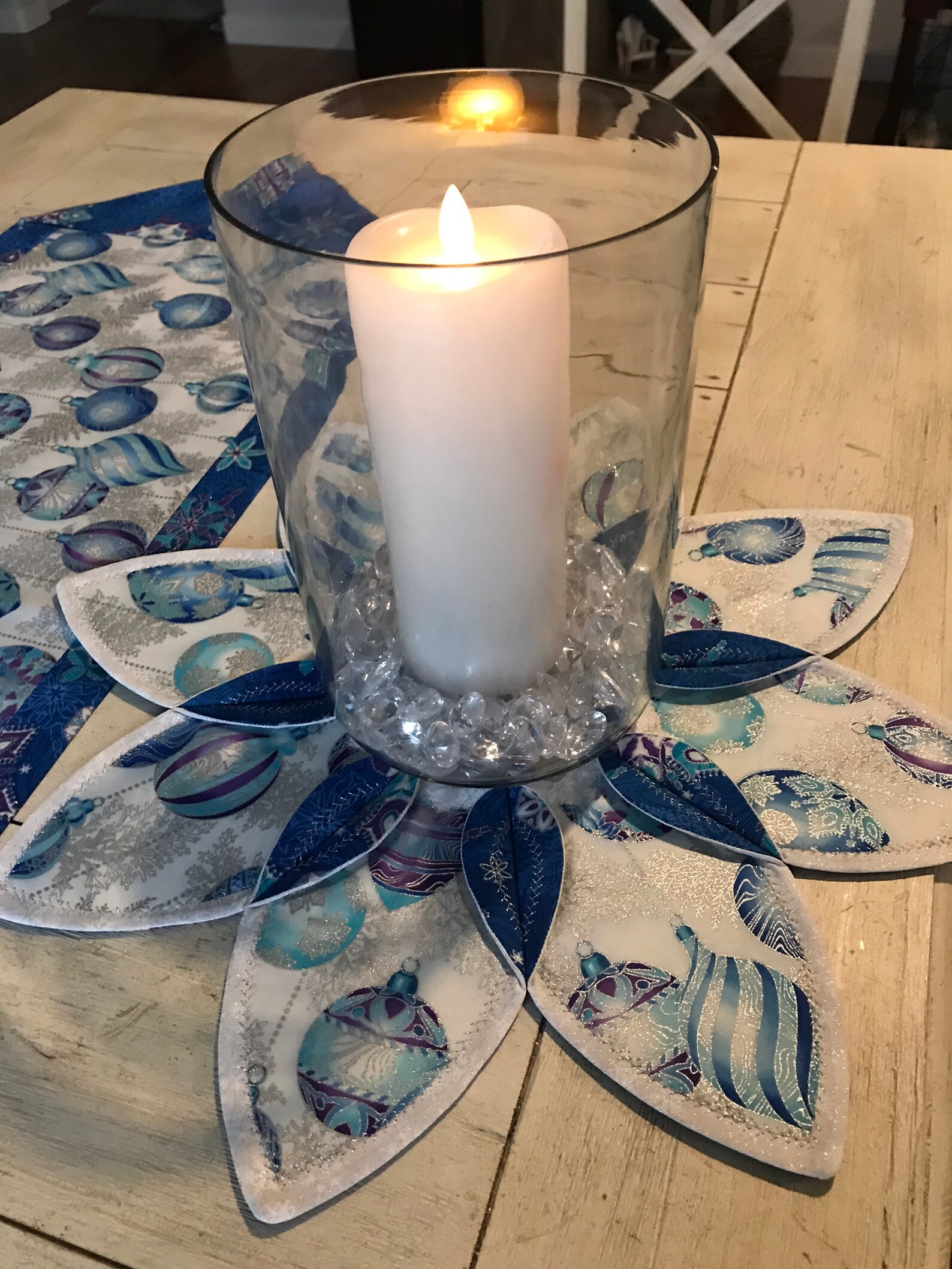 Blue Ornament Table Runner & Centerpiece - Etsy