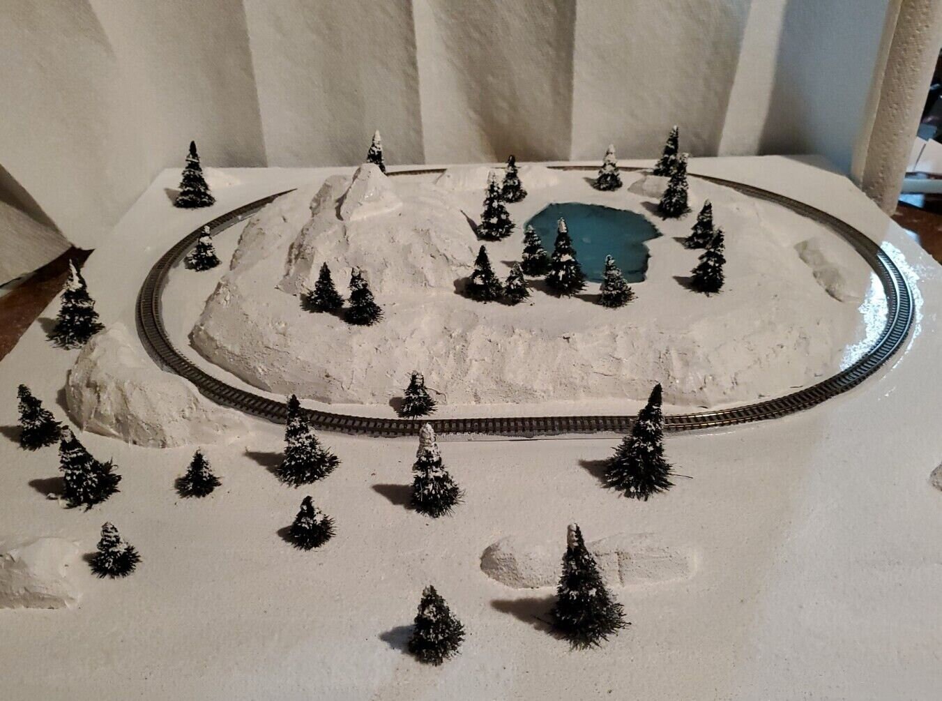 Alpine Themed Train Layout With Lake on Handmade 24x24 Board With Z ...
