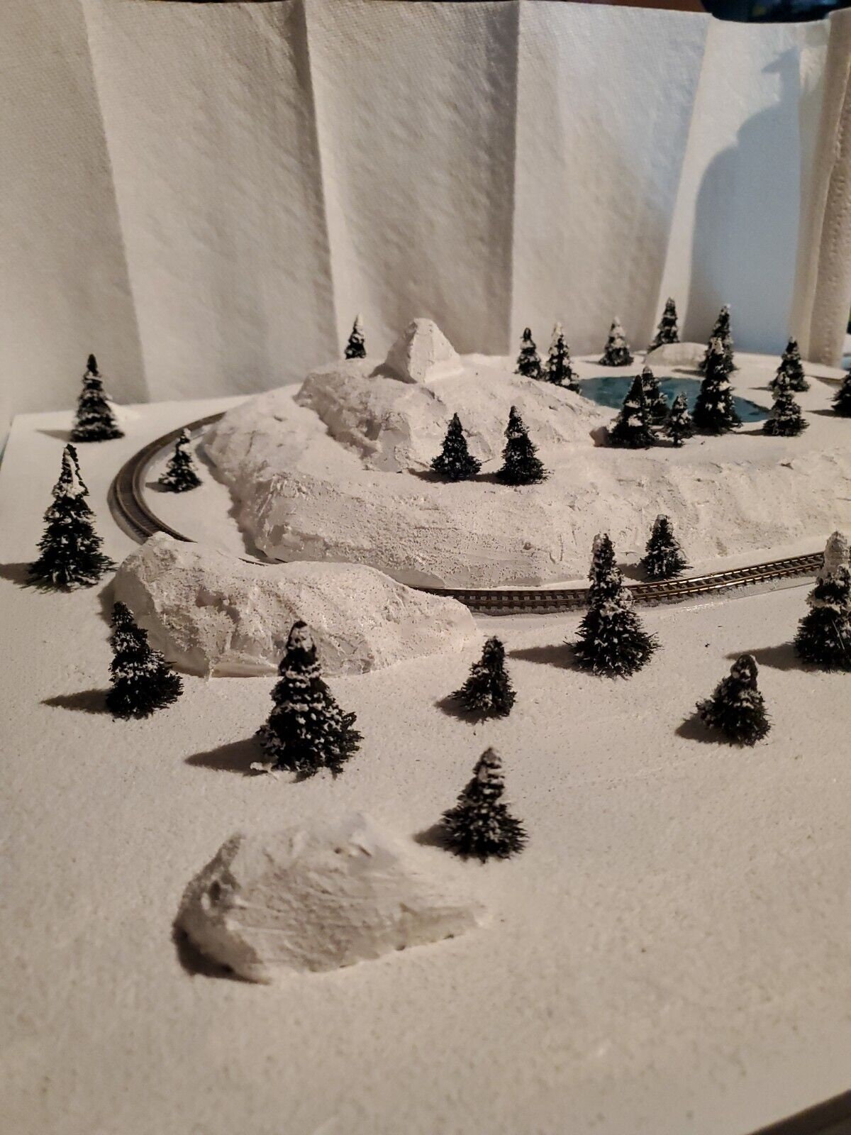 Alpine Themed Train Layout With Lake on Handmade 24x24 Board With Z ...