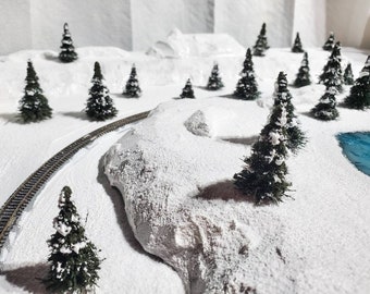 Alpine Themed Train Layout With Lake on Handmade 24x24 Board With Z ...