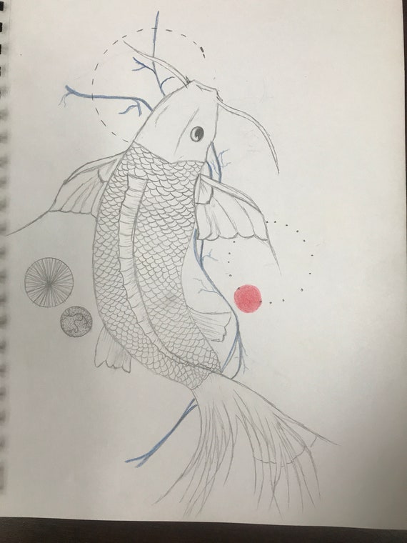 Coy Fish Drawing - Etsy