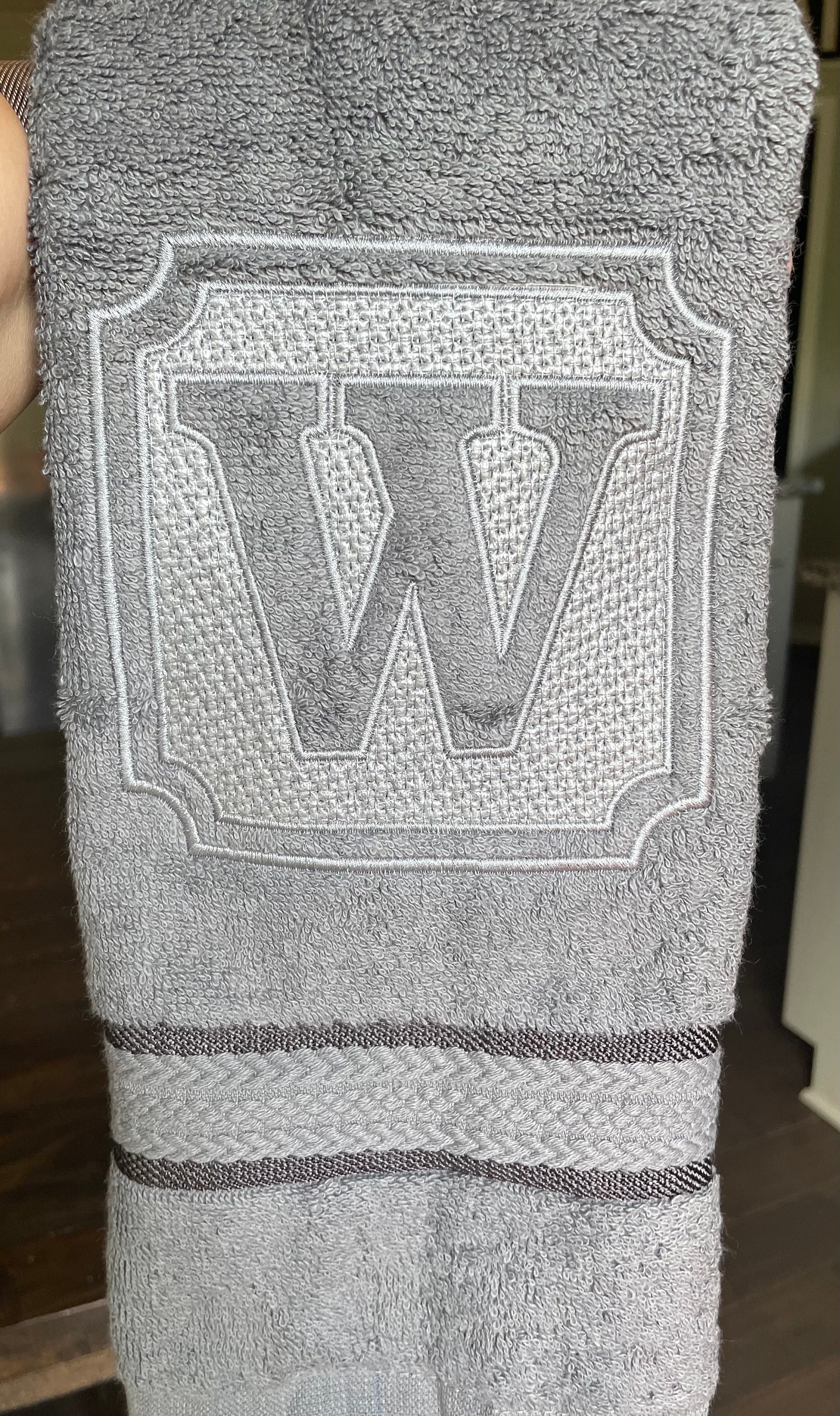 Embossed Monogram Hand Towel. - Etsy