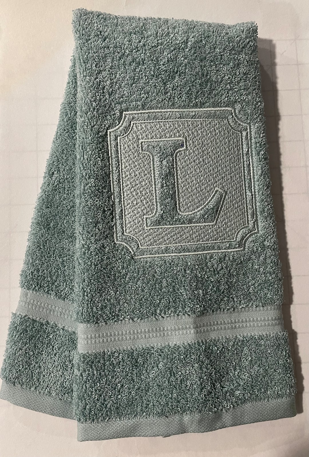 Embossed Monogram Hand Towel. - Etsy