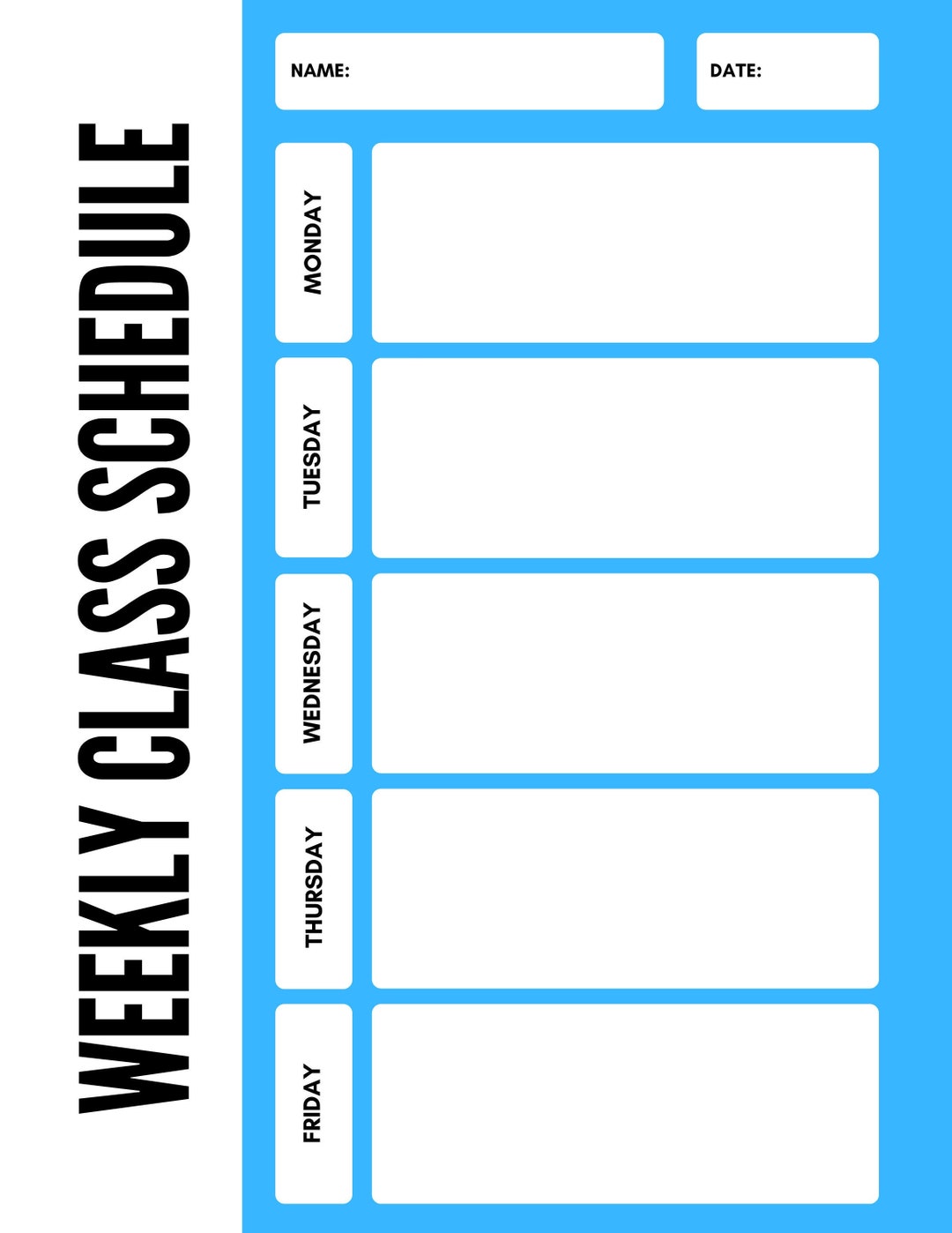 Weekly Class Schedule - Blue - Etsy