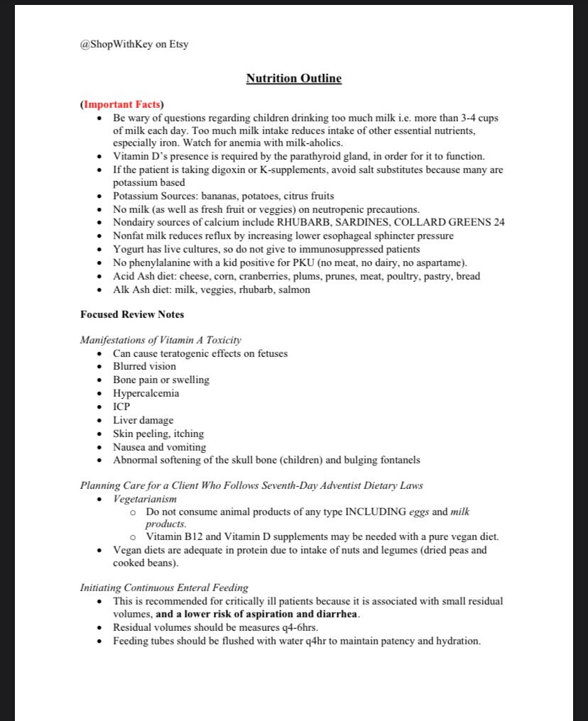 Nursing Nutrition Study Guide Etsy Nursing Nutrition Study Guide Etsy