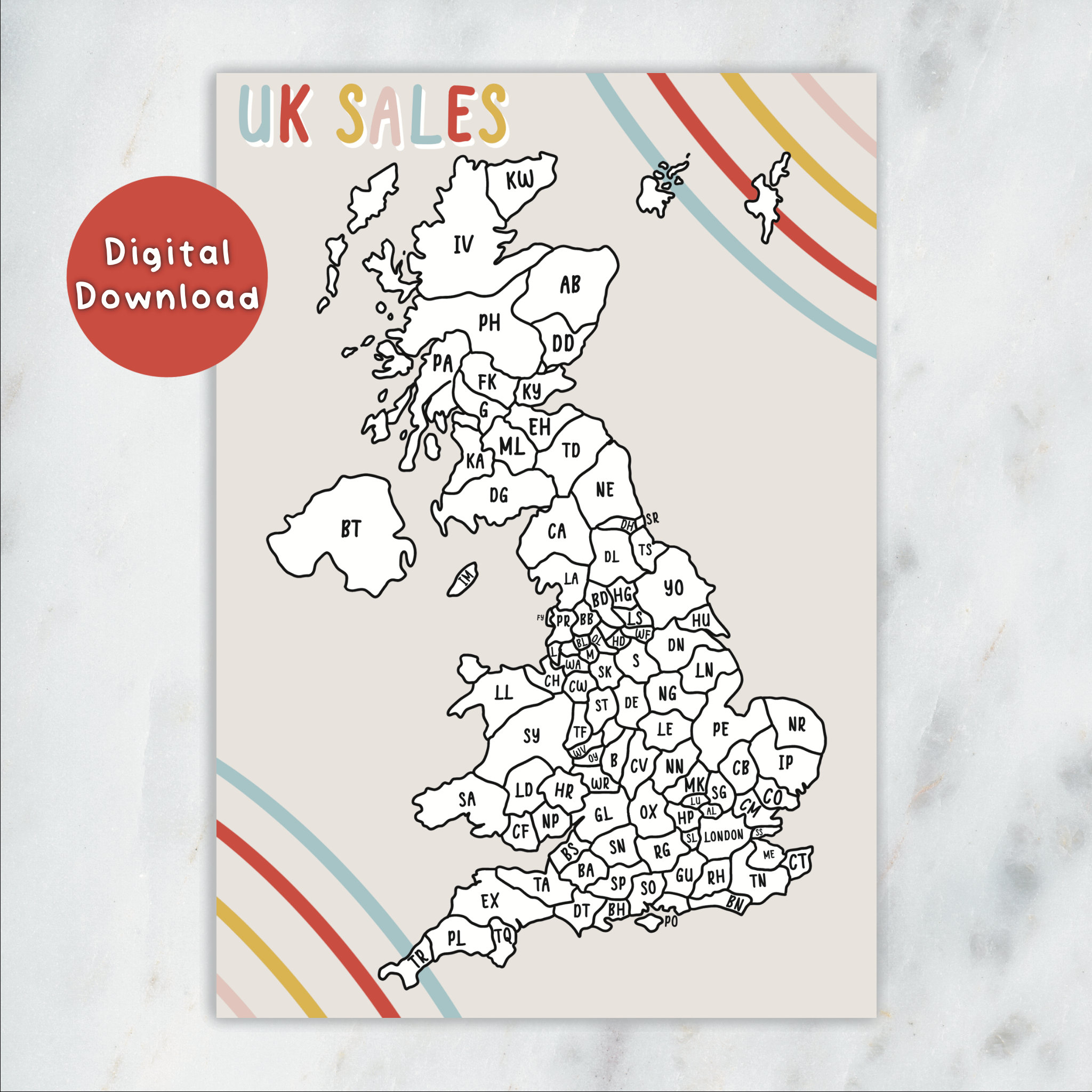 UK Postcode Map UK Map Sales Map Small Business Map UK Map Colouring ...