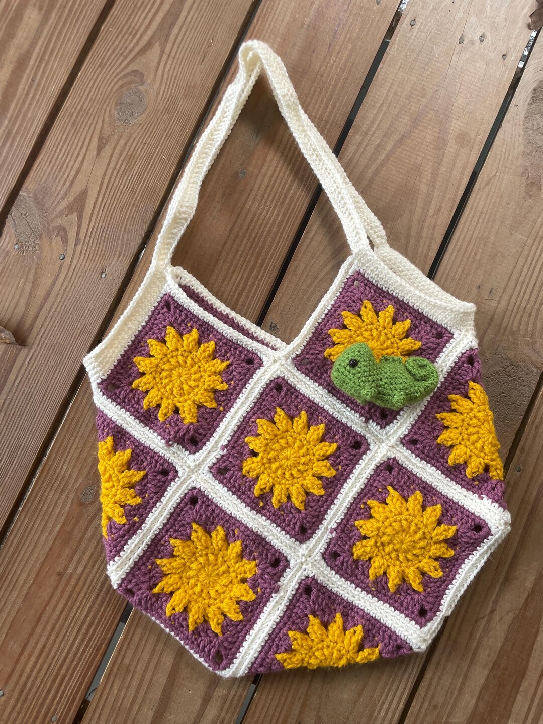 Tangled Crochet Tote Bag With Pascal Crochet Chameleon - Etsy