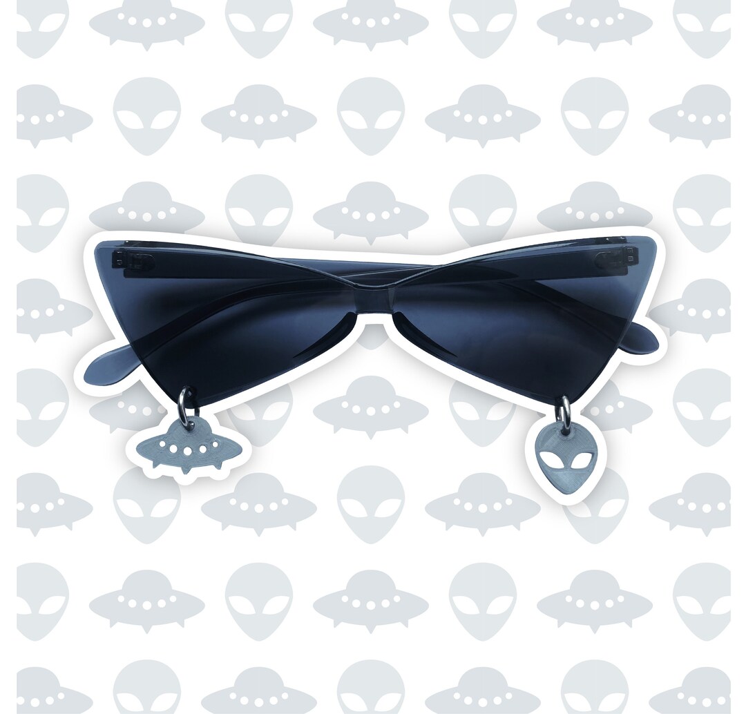 Pierced Acrylic Sunglasses W/ Alien UFO Charms (black/gray) - Etsy