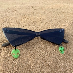 Pierced Acrylic Sunglasses W/ Alien Charms black/green - Etsy