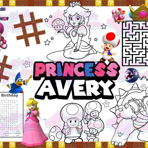 Princess Peach Activity Sheet - Etsy