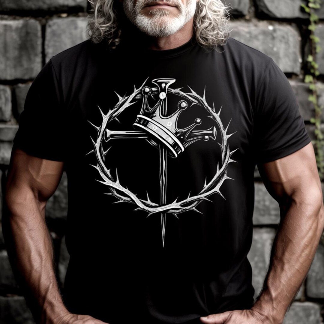 Christian Crown of Thorns T-shirt: Jesus Nail Cross Graphic Tee - Etsy