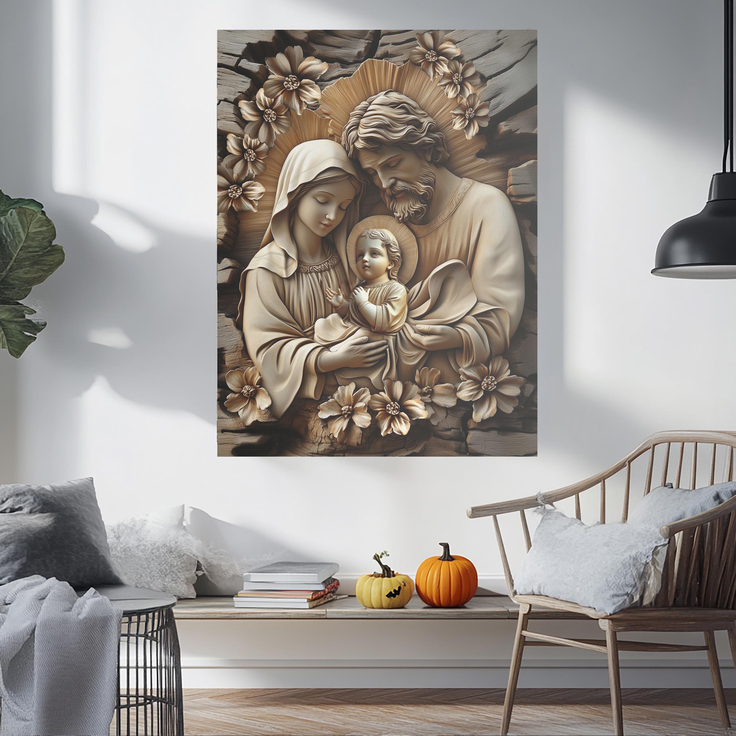 Holy Family Sacred Heart Canvas - Religious Catholic Wall Art, Jesus ...