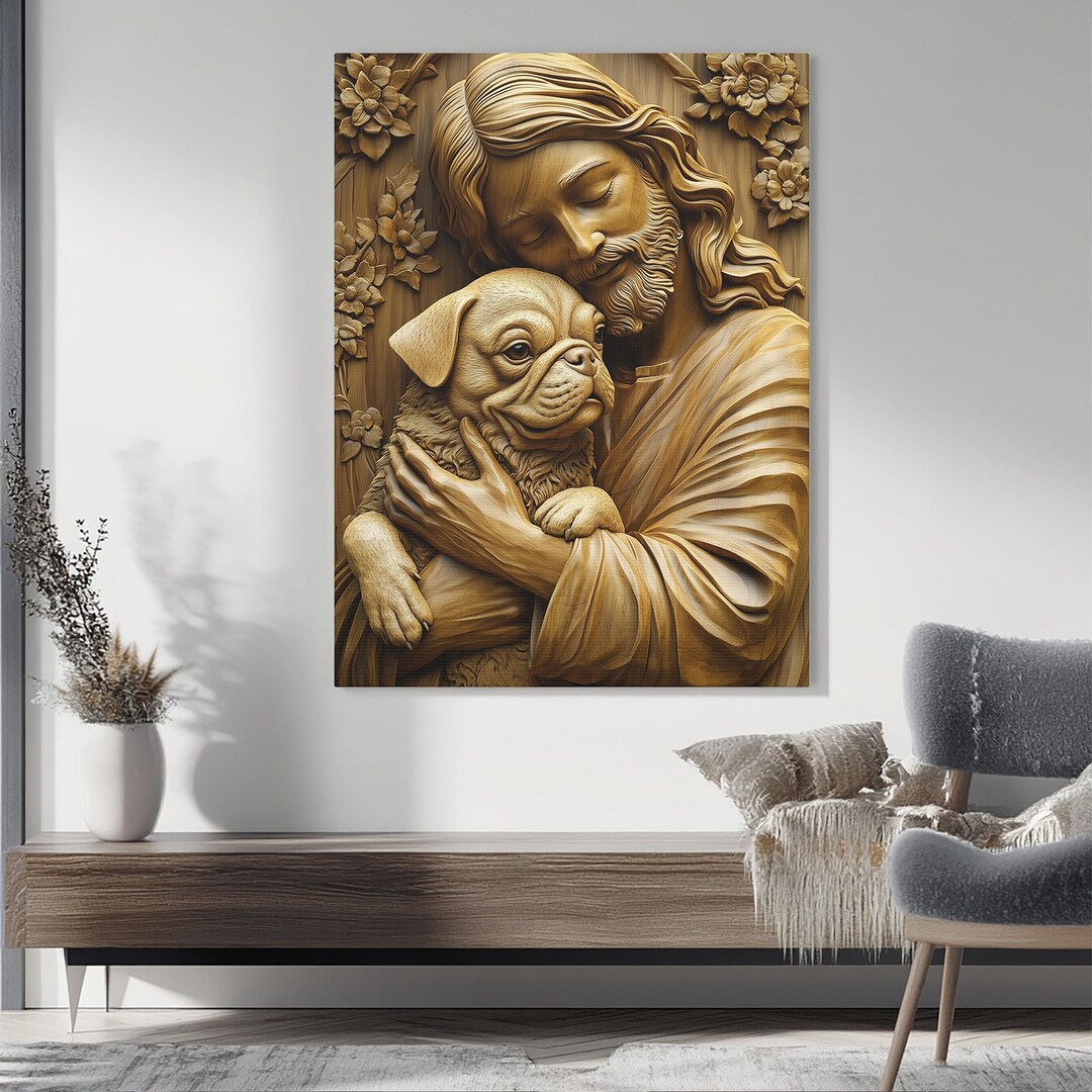 Jesus and Pug Dog Canvas Print: Christian Pet Lover Home Decor - Etsy