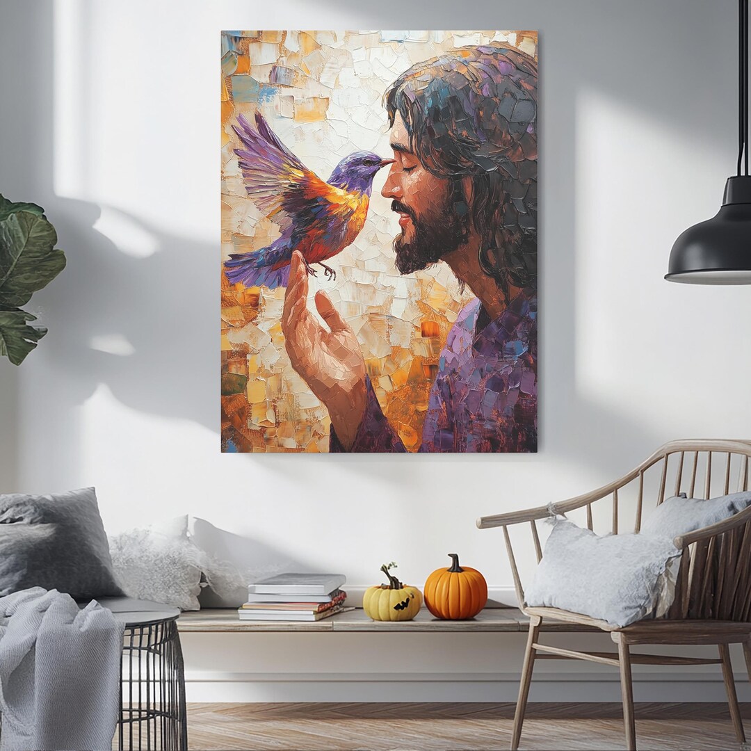Jesus With a Bird Canvas Print - Inspirational Wall Art, Christian Home ...