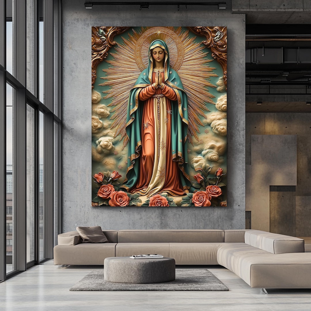 Our Lady of Guadalupe Icon, Virgin Mary Catholic Canvas Wall Art ...