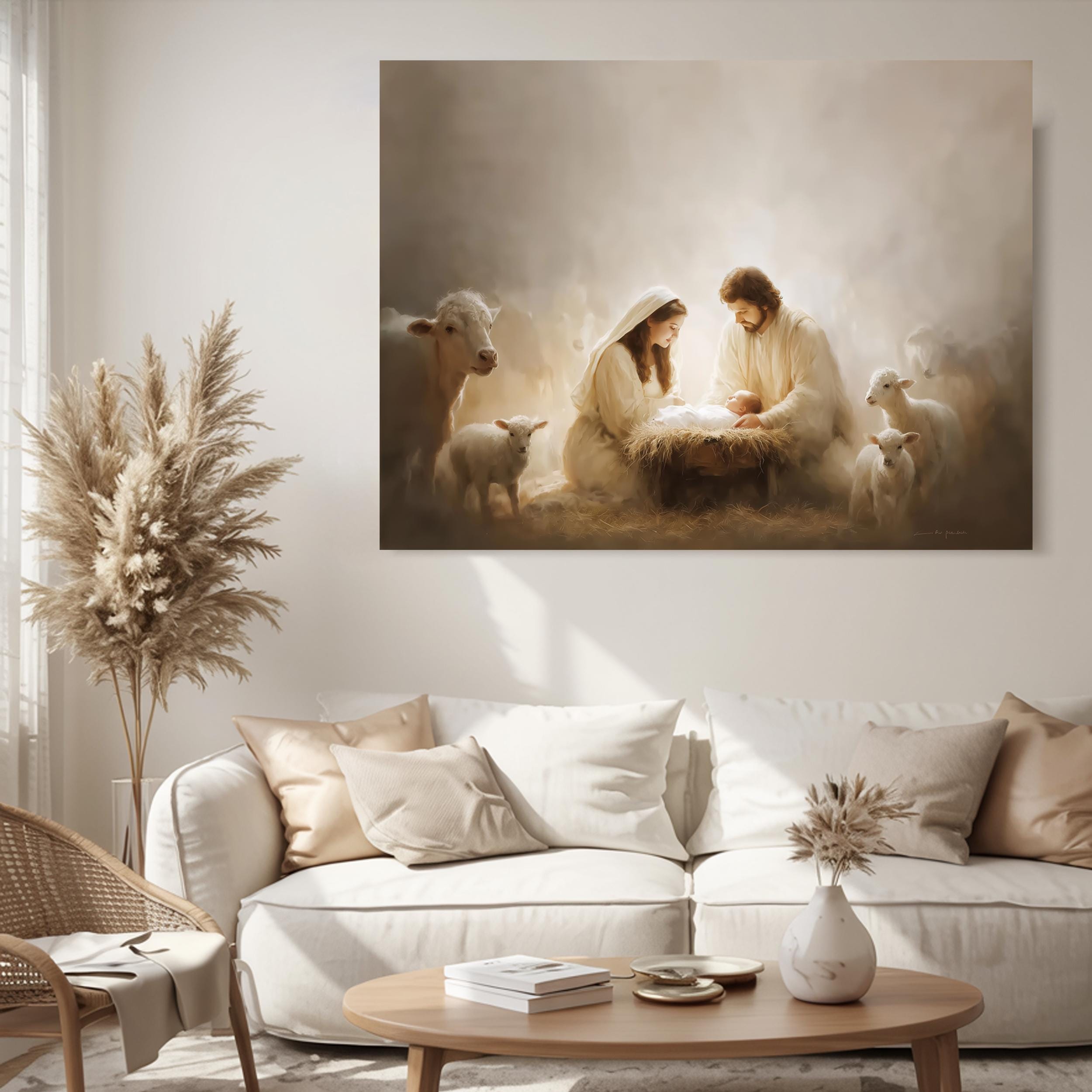 Nativity Scene Canvas Art: Holy Family, Christian Christmas Decor - Etsy