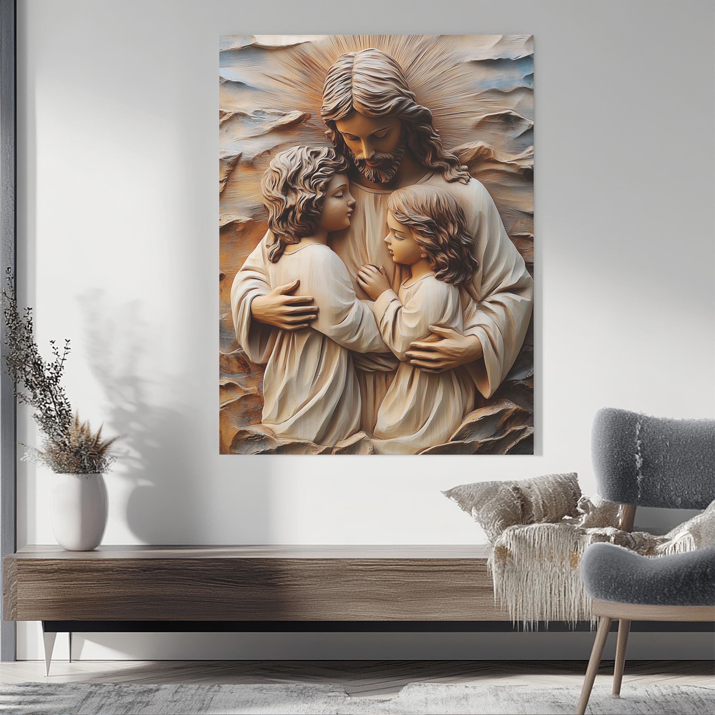 Jesus Embracing Children Canvas Art: Christian Home Decor - Etsy