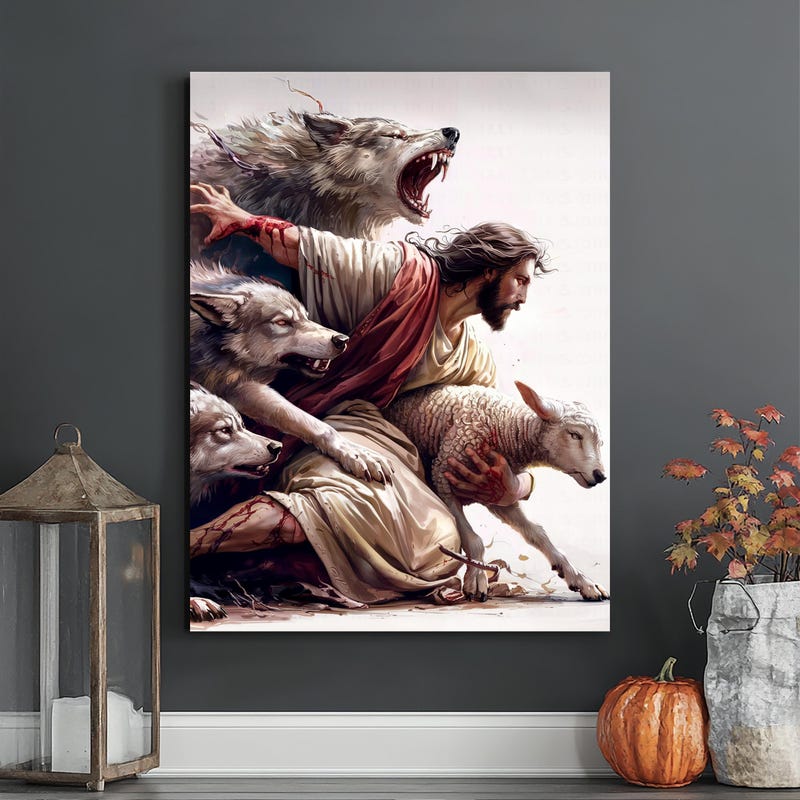 Jesus Wolf and Lamb Wall Art - Etsy