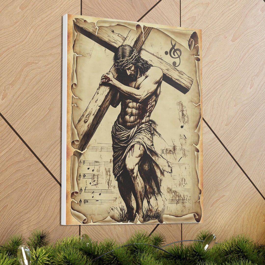 Hand-drawn Jesus Christ Carrying the Cross | Vintage Parchment Art ...