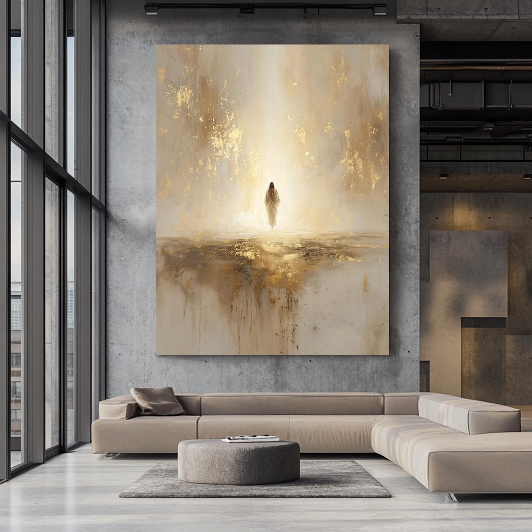 Jesus Ascension Canvas, Divine Light Painting, Christian Abstract Wall ...