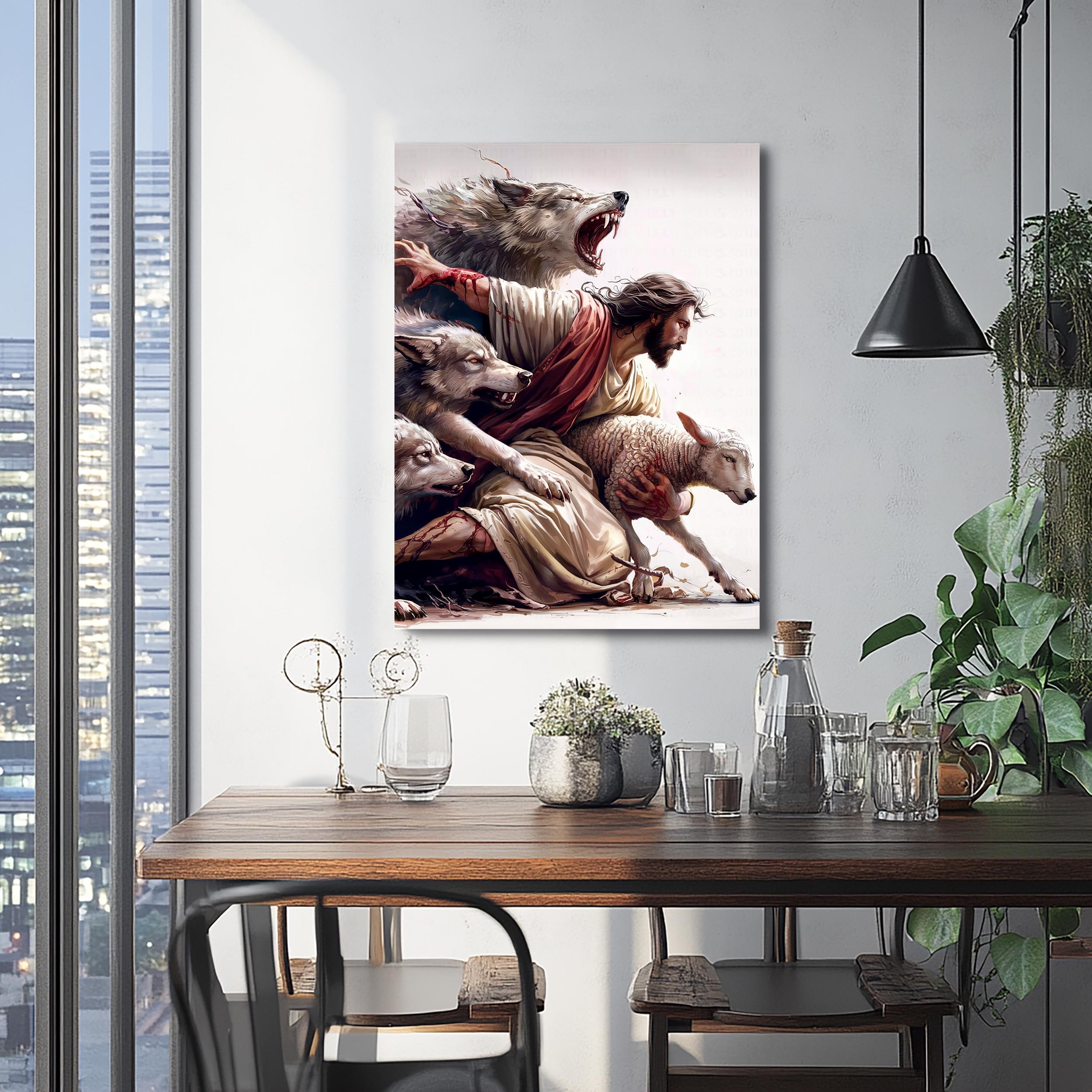 Jesus Protecting the Lamb Canvas - Christian Wall Art, Faith and ...