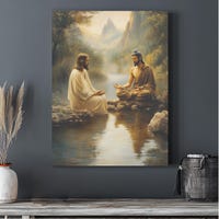 Lord Buddha Meditating With Jesus Christ, Jesus Meditating Along With ...