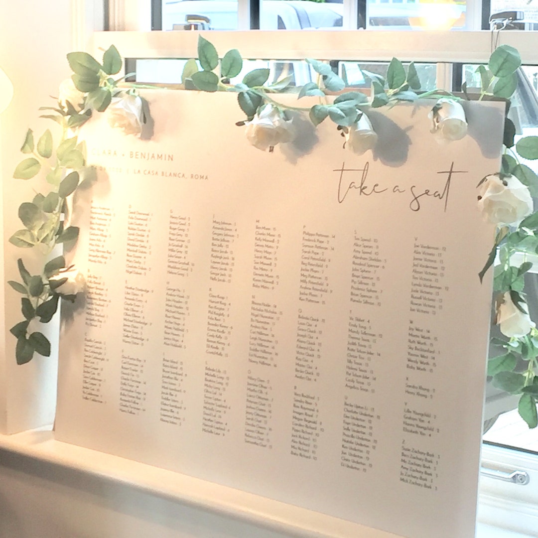 Custom Wedding Seating Chart Sign, Reception Table Plan - Etsy
