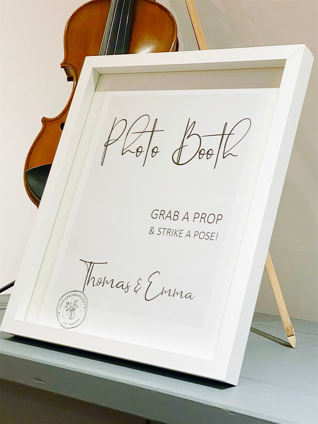 Photo Booth Guest Book Sign, With Glass Front and Wooden Frame, Guest ...