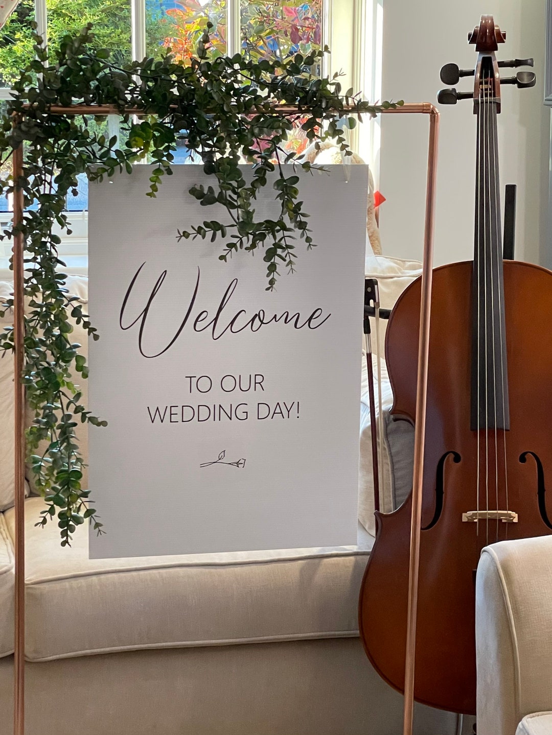 Welcome Display Sign | Copper or Rose-gold Arch/stand | Signage and ...