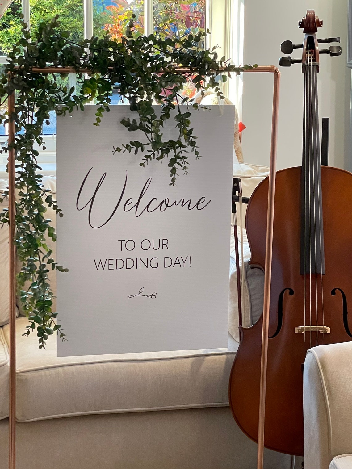 Welcome Display Sign | Copper or Rose-gold Arch/stand | Signage and ...