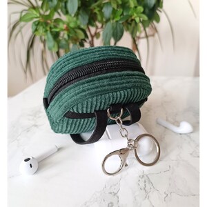 Mini Green Corduroy Backpack Coin Purse Keychain, Mini Backpack ...