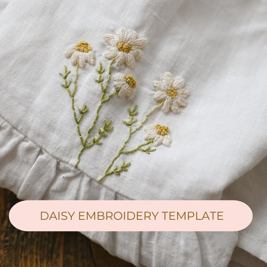 Daisy Embroidery Template, Embroidery DIY Pattern, Pdf Floral ...