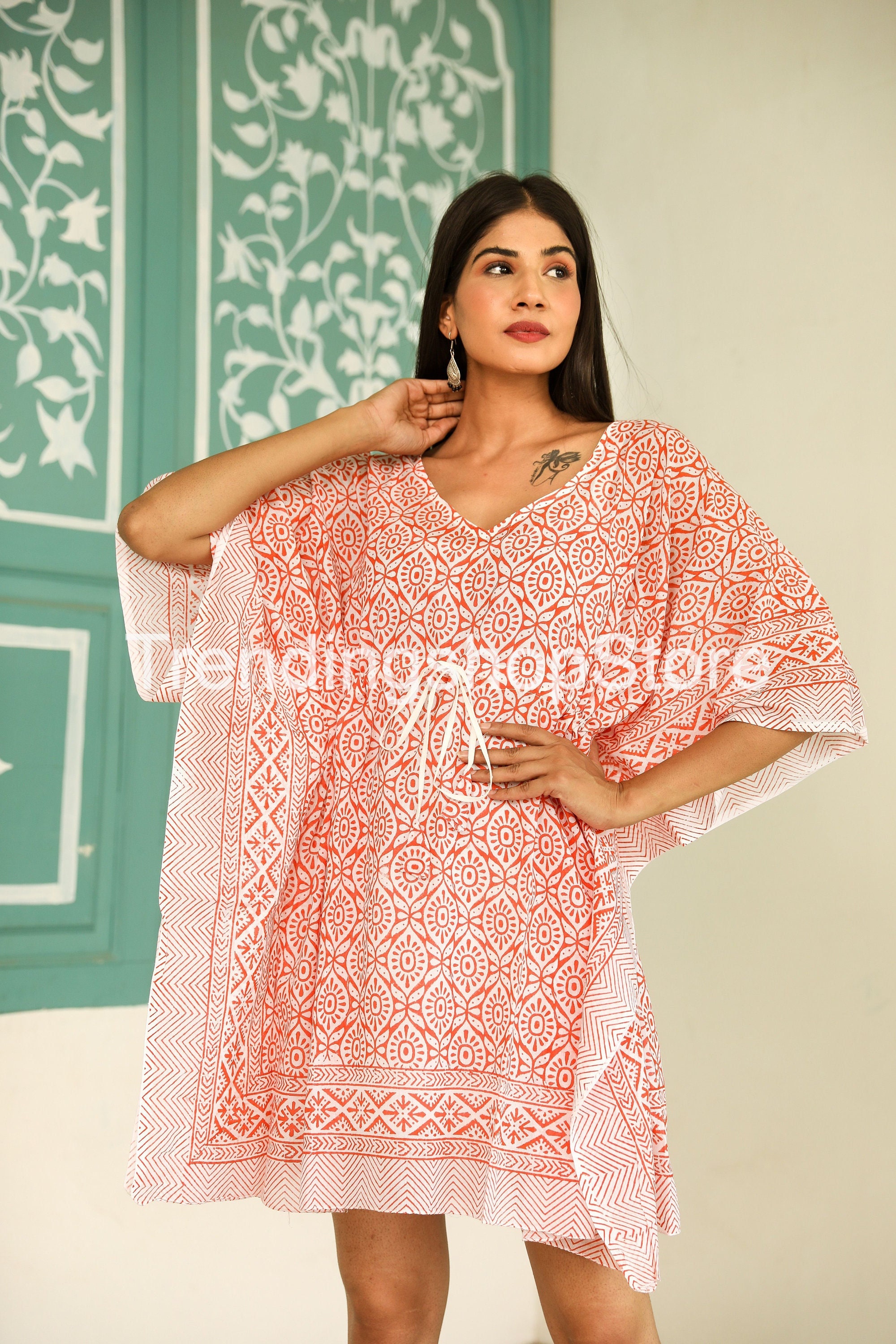 Cotton Short Maxi Kaftan Dress Beach Cover up Sleepwear Indian - Etsy