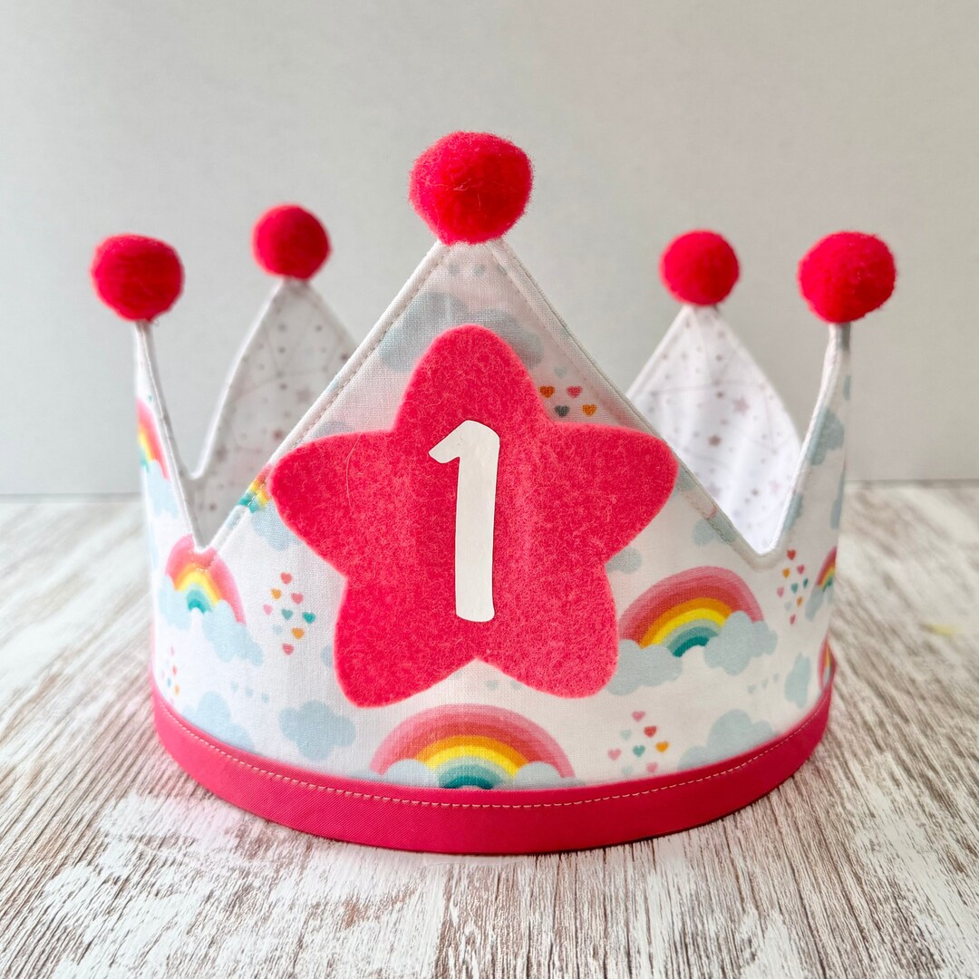 Rainbow Fabric Birthday Crown for Kids Party - Handmade Children's ...