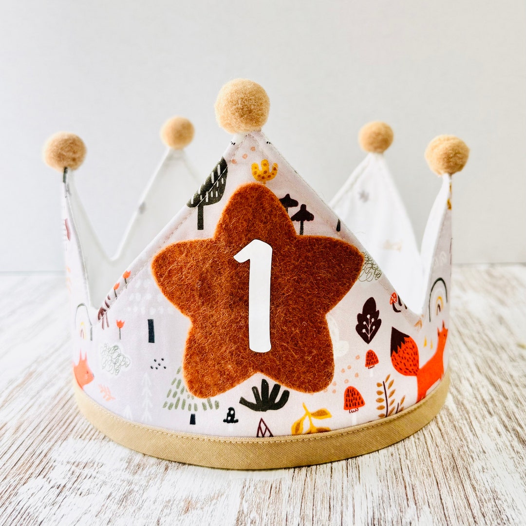 Handmade Children's Birthday Crown With Forest Animals - Fabric Party ...