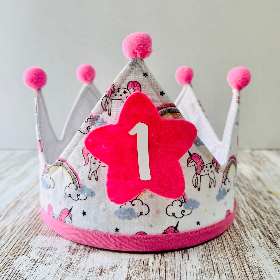 Rainbow Fabric Birthday Crown for Kids Party - Handmade Children's ...