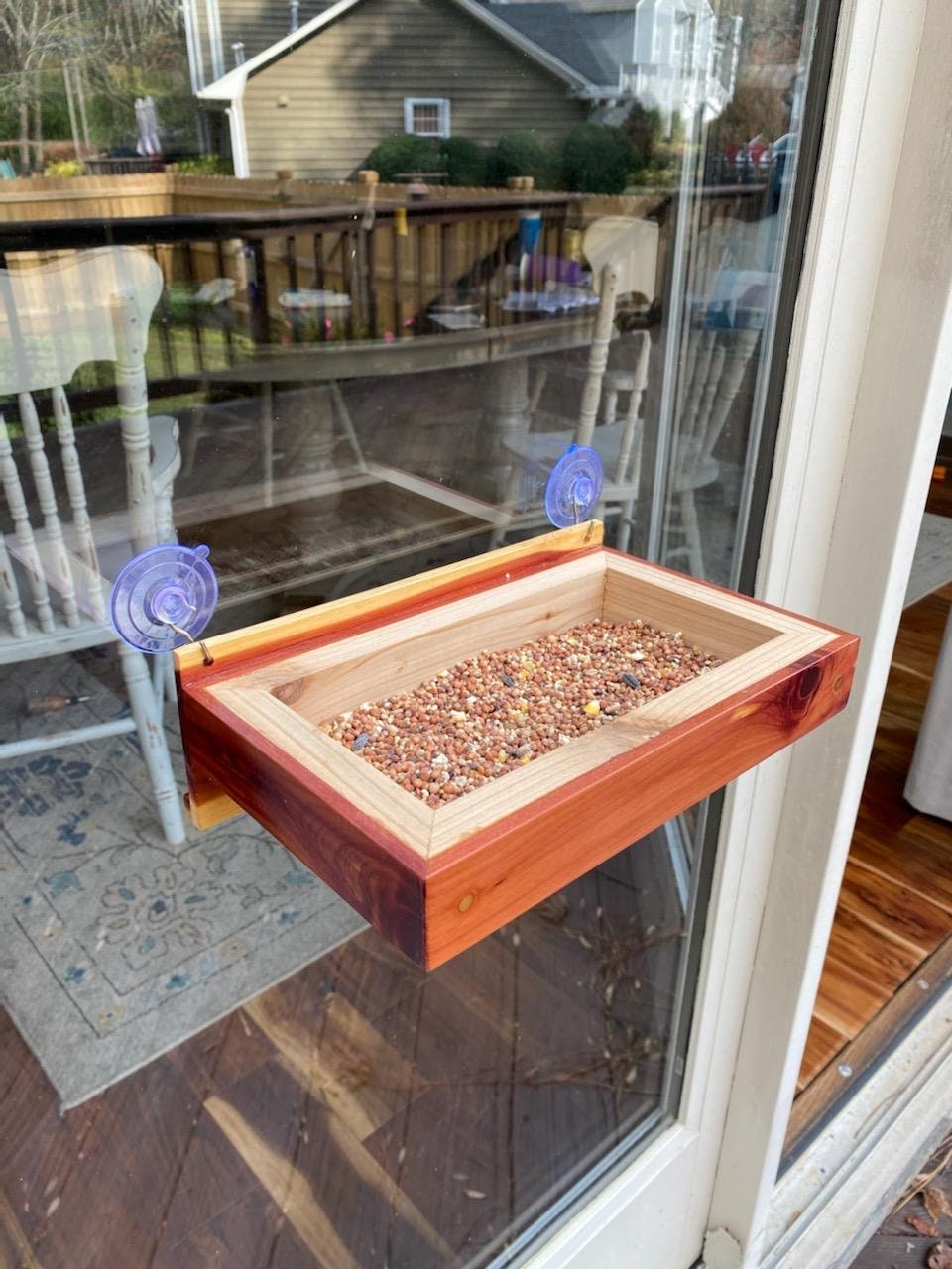 Window Mounted Tray Bird Feeder Red Cedar With Screen Mesh - Etsy