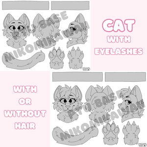 Fursuit Partial Ref Sheet Lineart , PTU Furry Art Base, Cat, Dog, Wolf ...