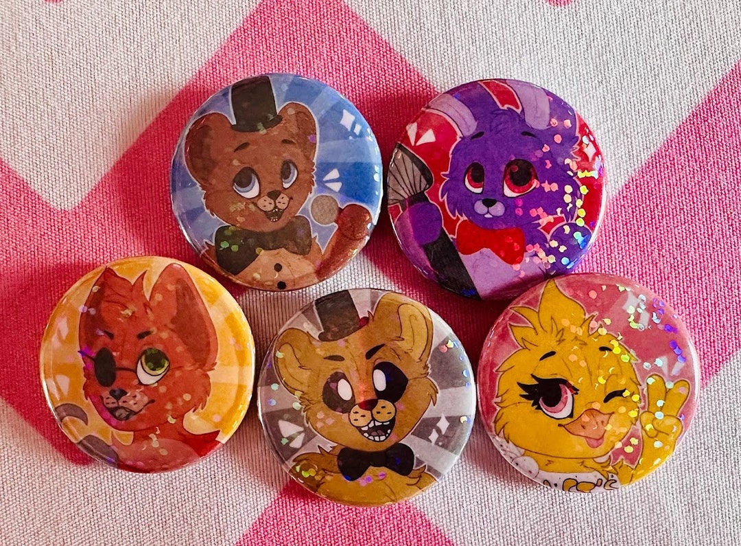 FNAF Button Badge Pin, Five Nights at Freddys Holo 32mm - Etsy