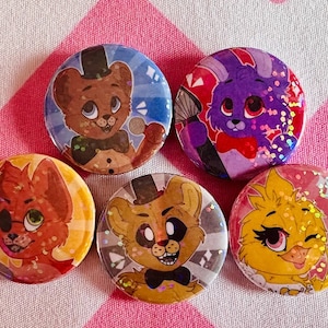 FNAF Button Badge Pin, Five Nights at Freddys Holo 32mm - Etsy