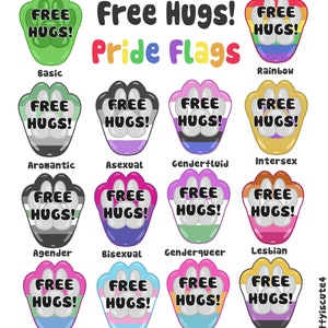 DISCOUNTED Fursuit Pride Hug Badges Free Hugs, Ask for Hugs, No Hugs ...